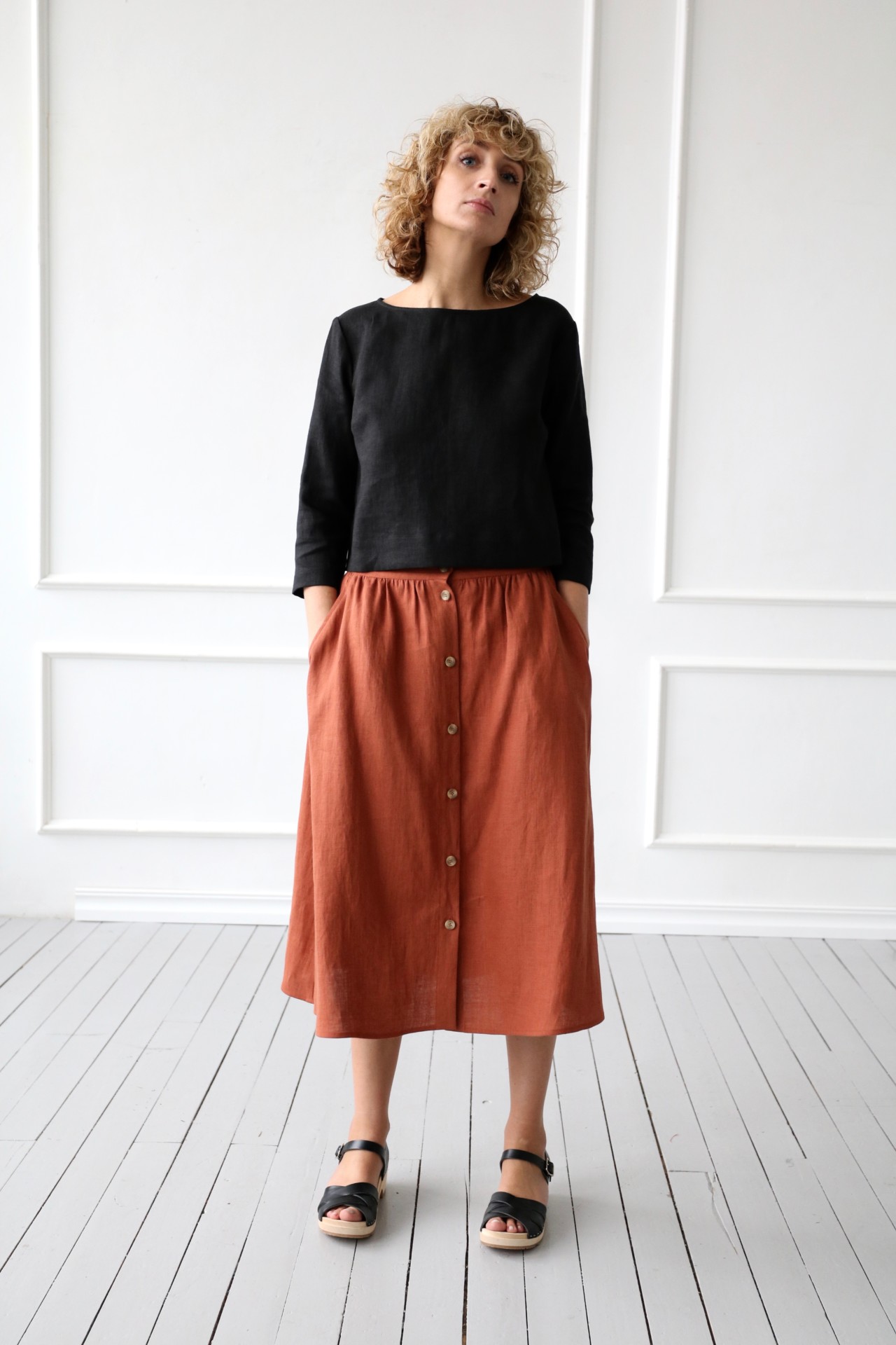 Cropped Hem Linen Top – OffOn