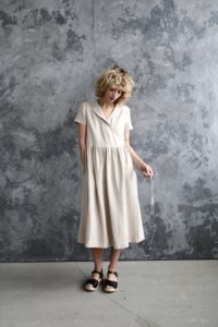 Linen wrap dress in beige – OffOn
