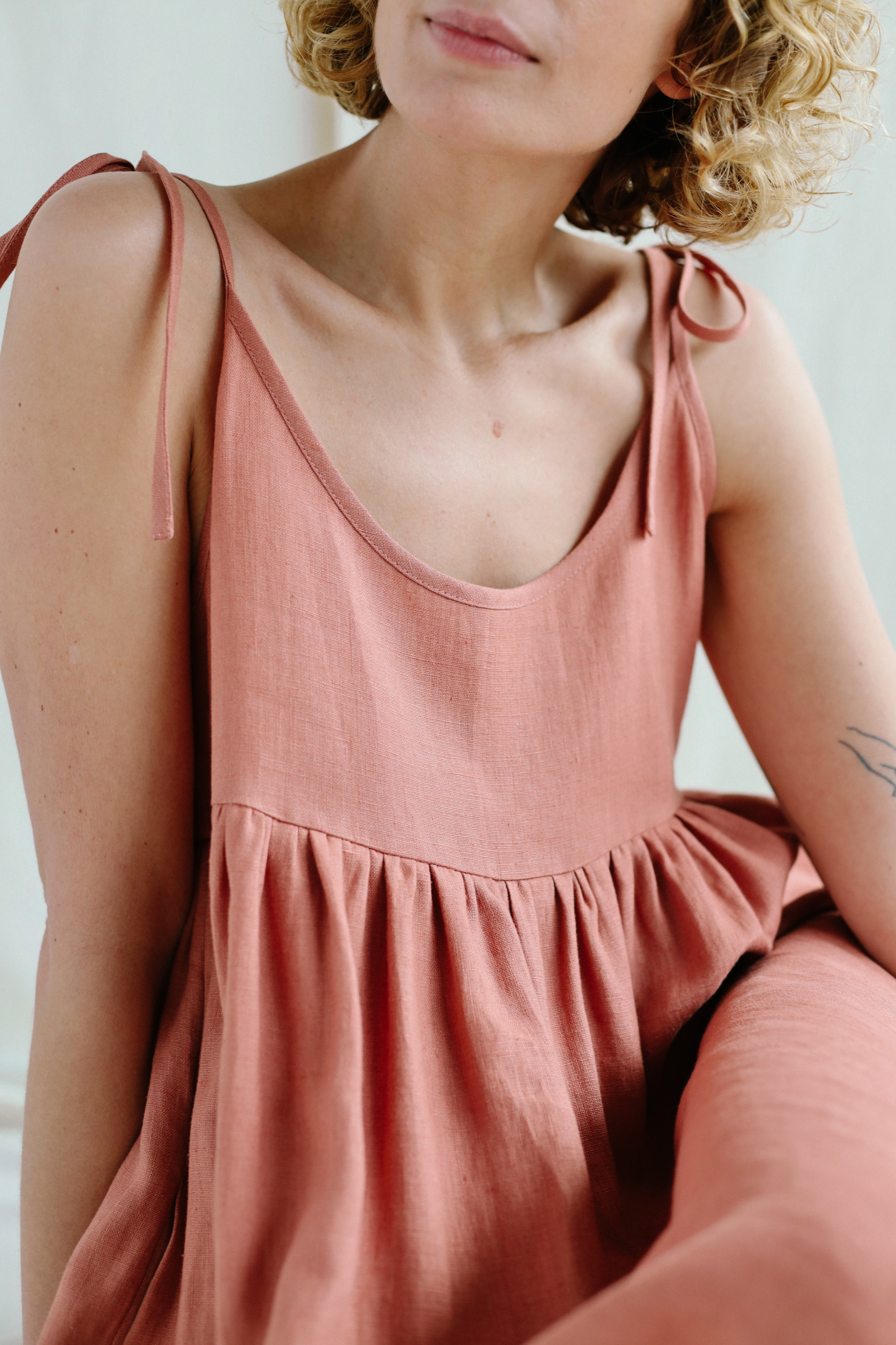 Tie Strap Linen Sundress – OffOn