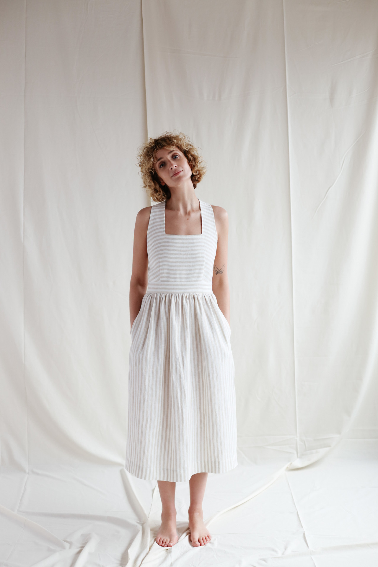Striped Linen Apron Dress – OffOn