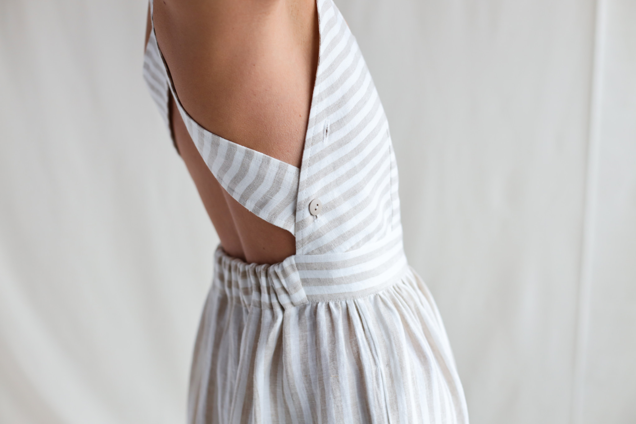 Striped Linen Apron Dress – OffOn