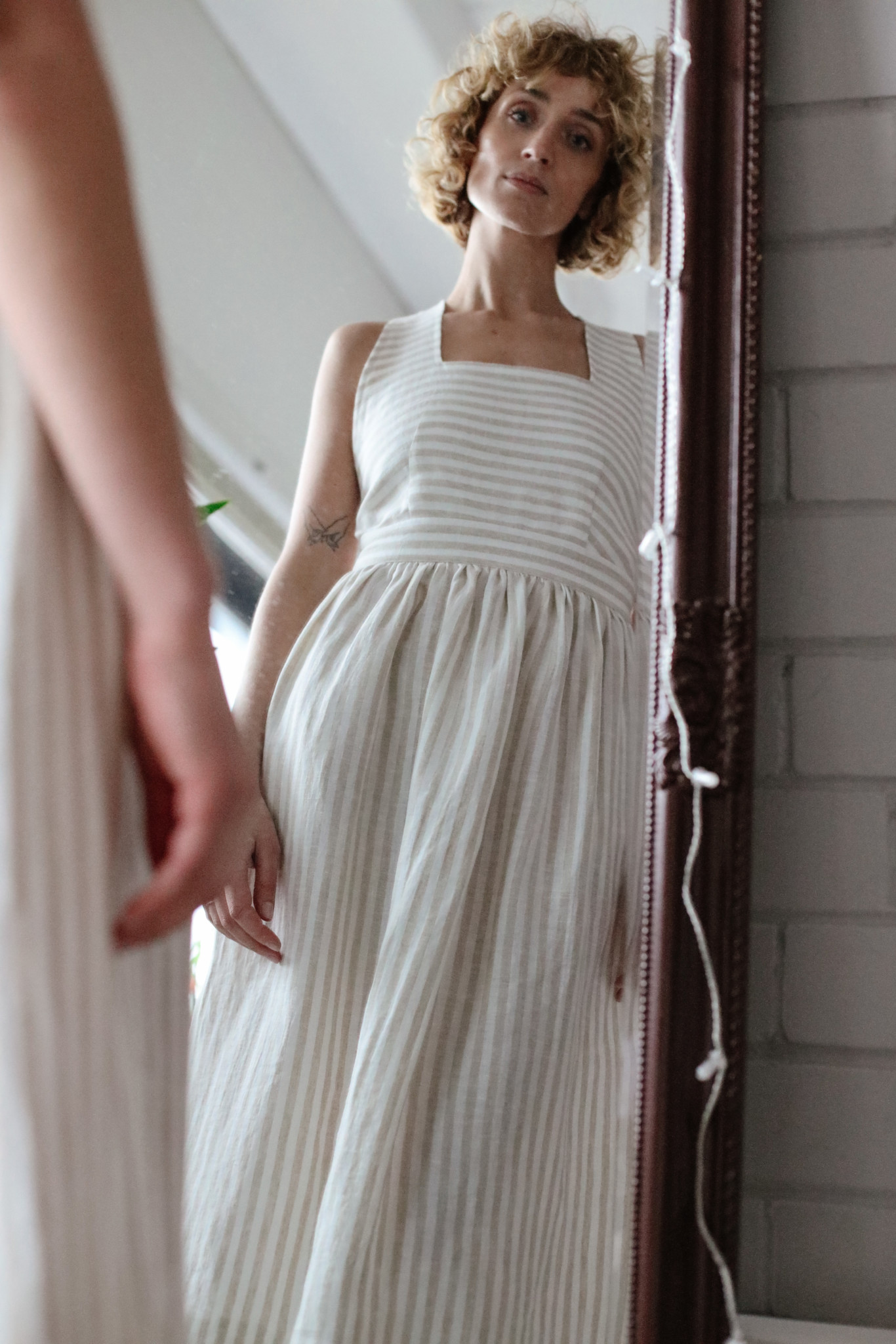 Striped Linen Apron Dress – OffOn