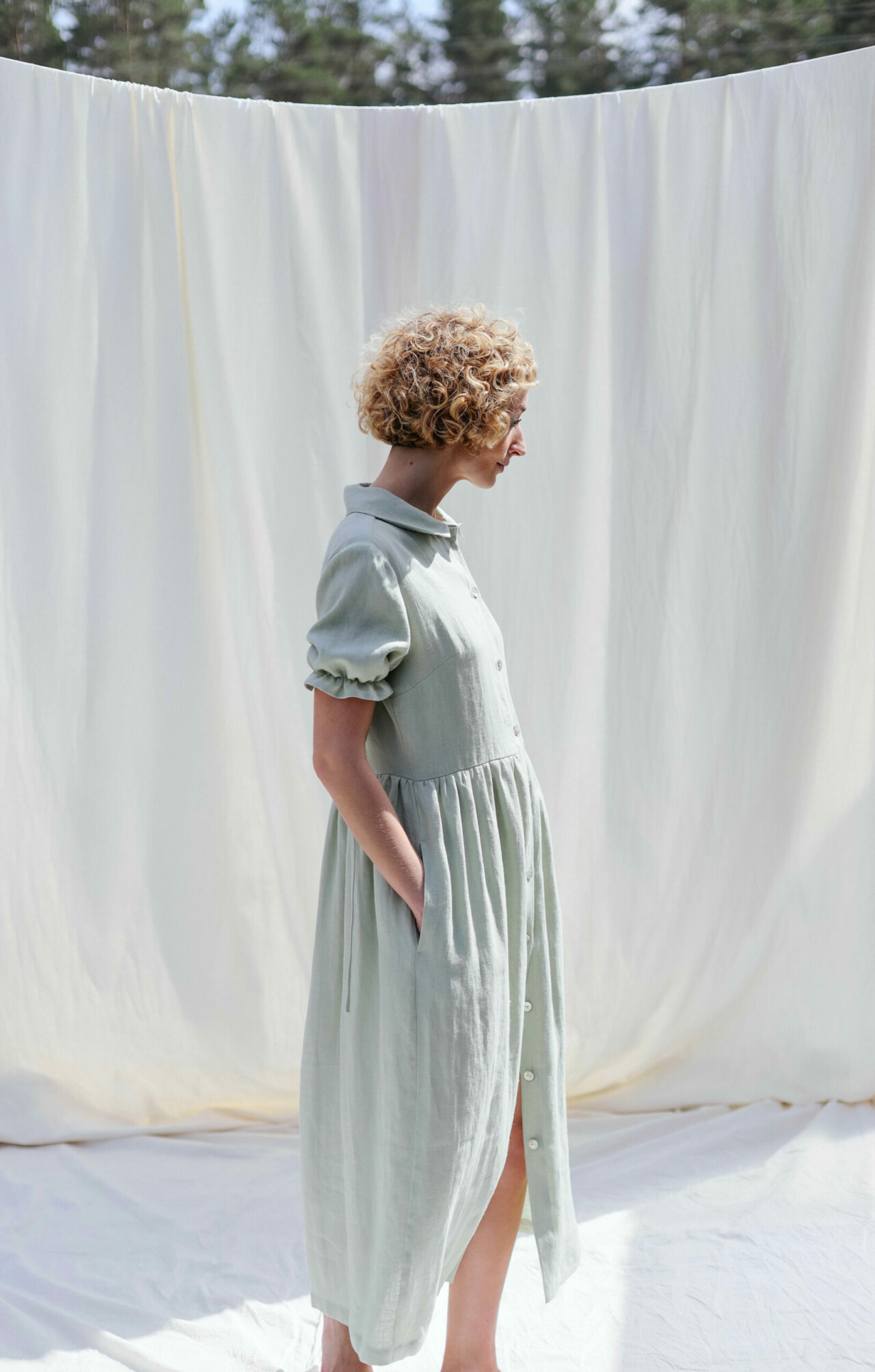 Linen button through dress MAY – OffOn