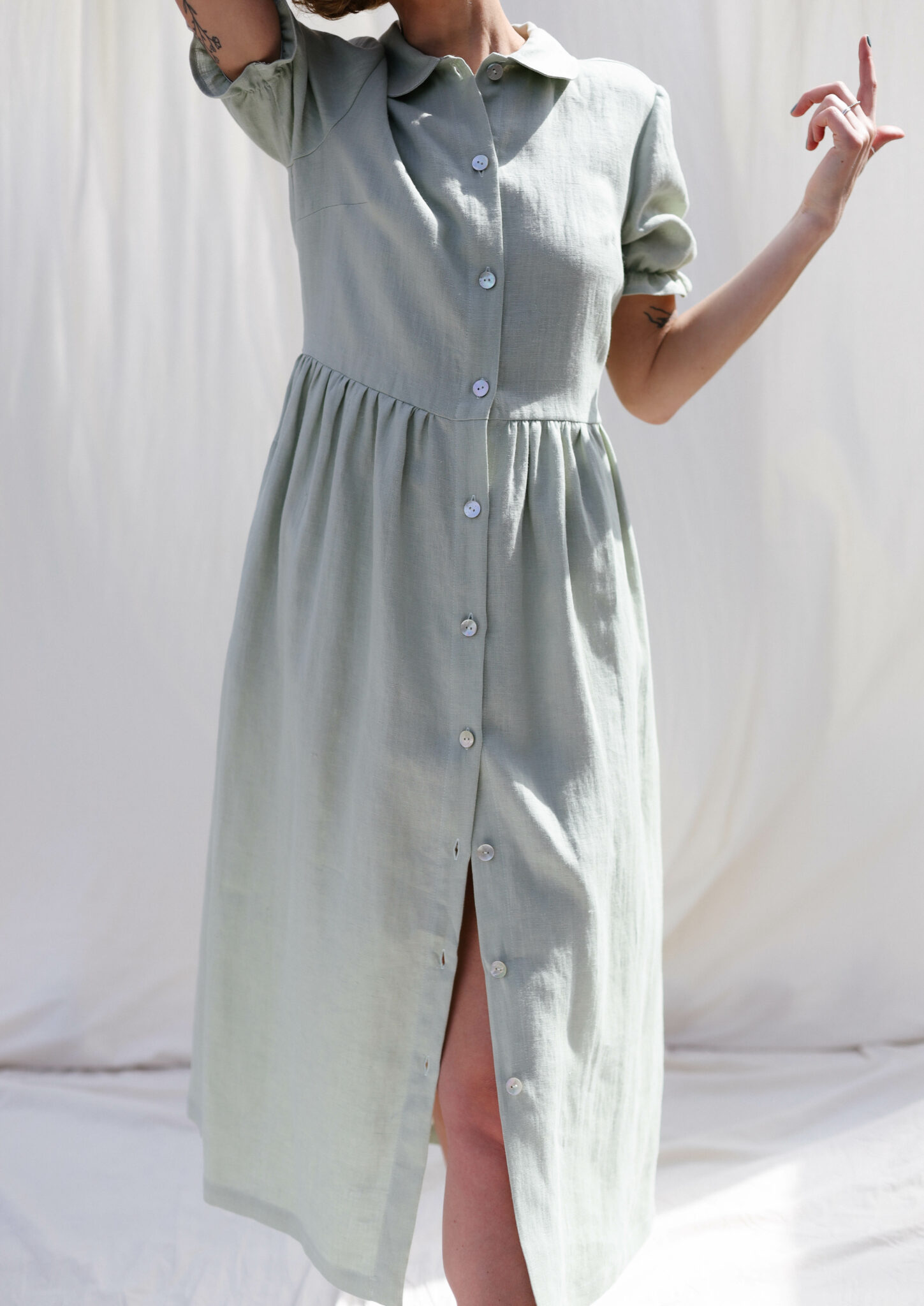 Linen button through dress MAY – OffOn