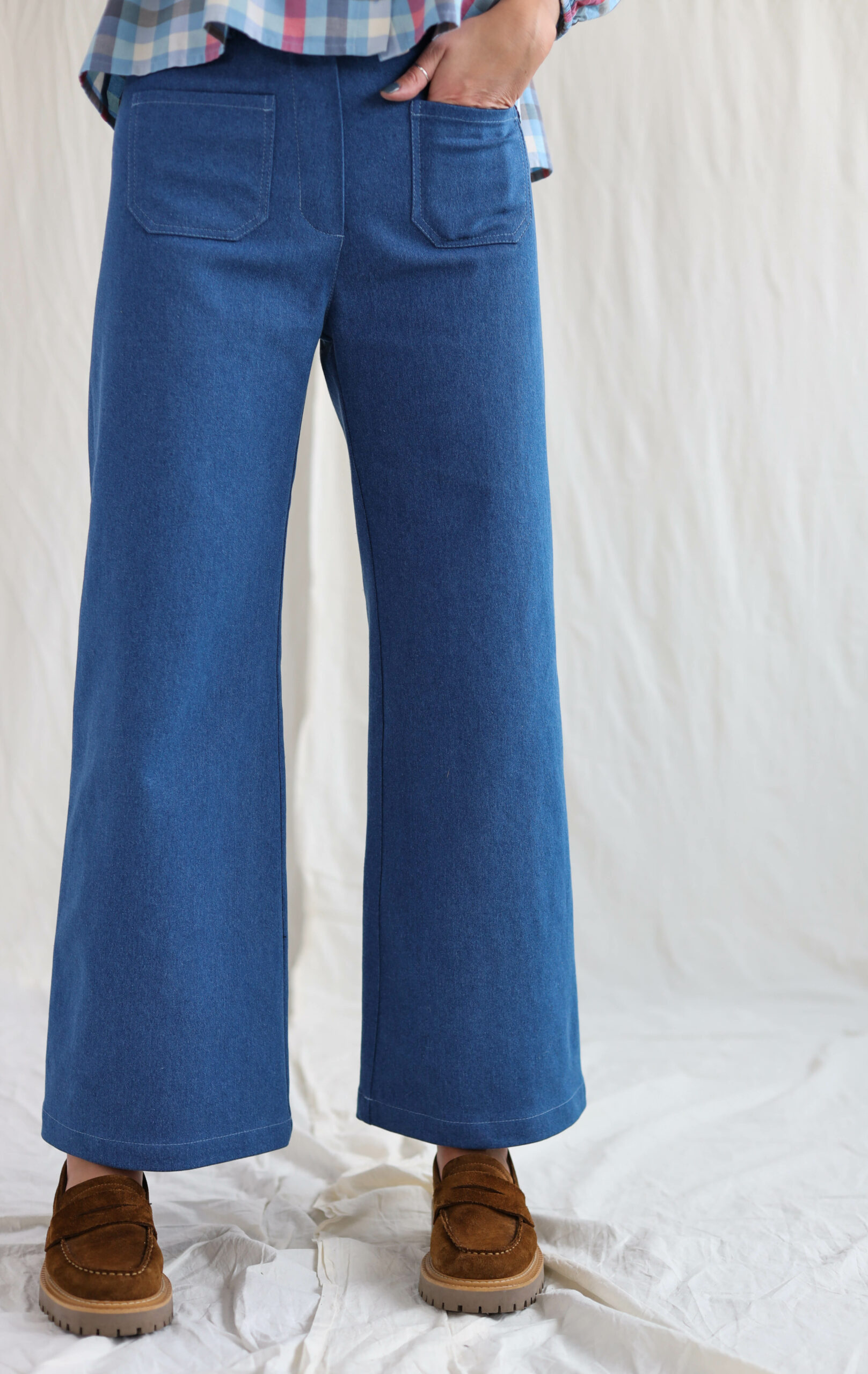 Denim vintage cut cropped culottes – OffOn