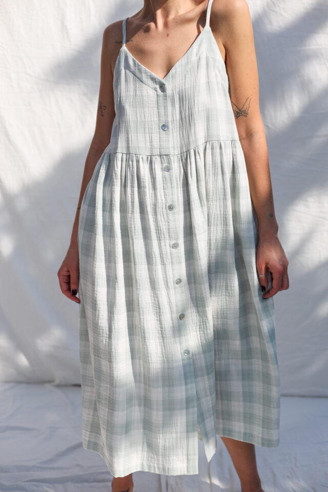 Double gauze cotton sleeveless summer sundress ELOISE – OffOn