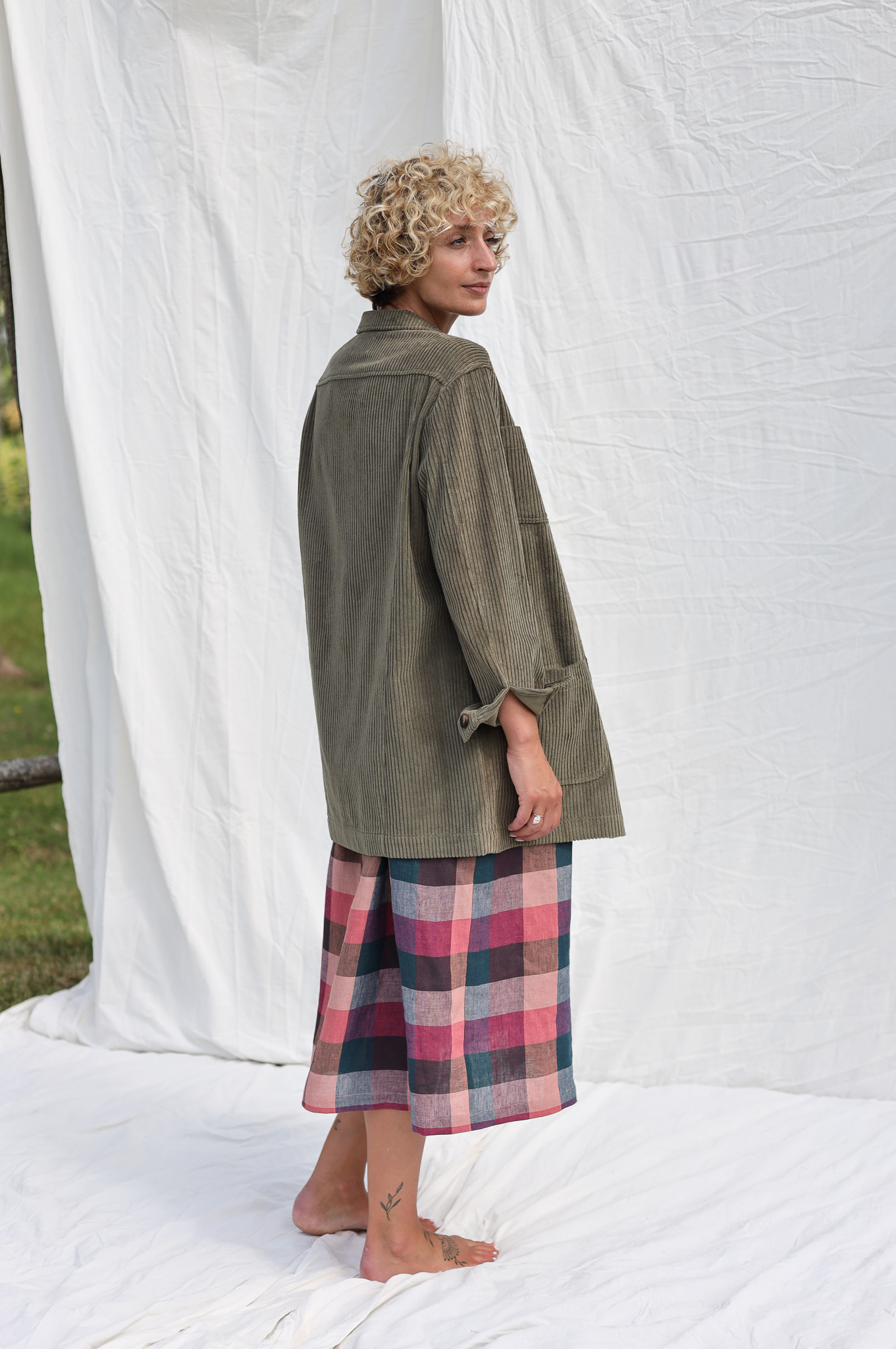 Olive cord workwear style shacket – OffOn